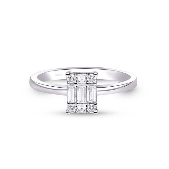 White Gold & Diamond Rectangular Cluster Ring | Birks Essentials